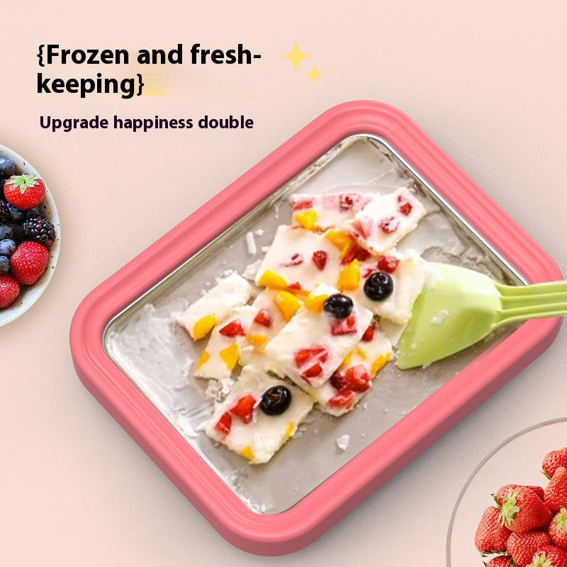 Ice cream maker Menggabungkan dulang ais goreng, mesin ais krim kecil ...