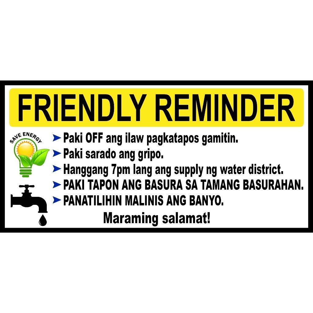 PVC prompt signs, prompts, friendly reminders, save water | Shopee Malaysia