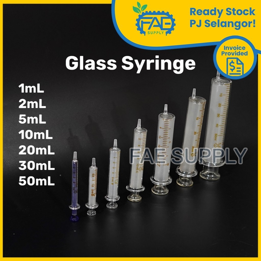 Picagari Kaca Glass Syringe Luer Slip 1 2 5 10 20 30 50 60 ml cc 玻璃注射器 | Shopee Malaysia
