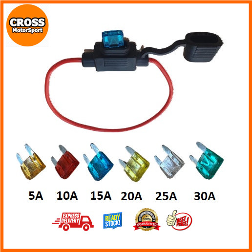 MINI FUSE HOLDER BLACK 12V/24V FOR CAR & LORRY ( FREE MINI FUSE 5A /10A ...