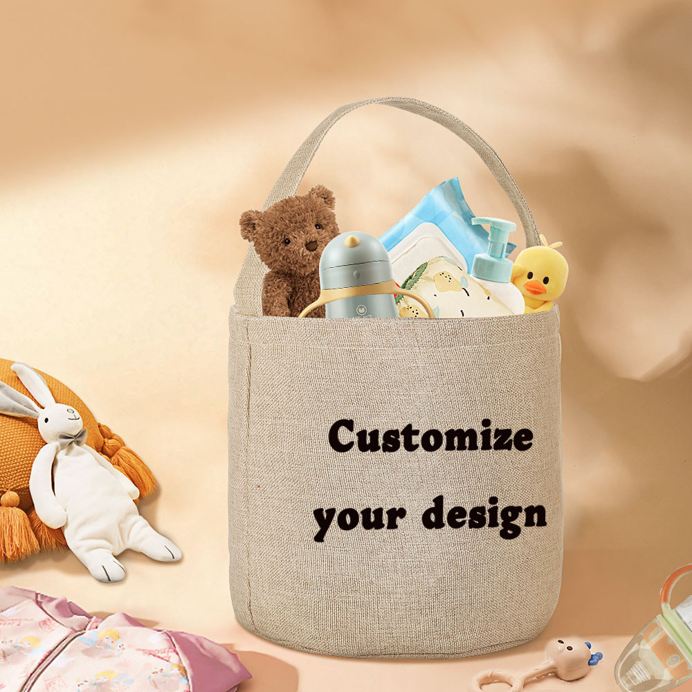 Custom Your Design Printed Print Imitation Hemp Bucket Bag (please ...