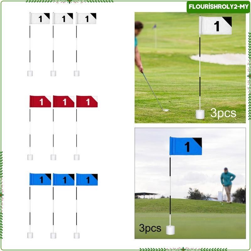 [Flourish] 3x Golf Flagsticks Golf Flag Set for Outdoor Backyard Driving Range | Shopee Malaysia