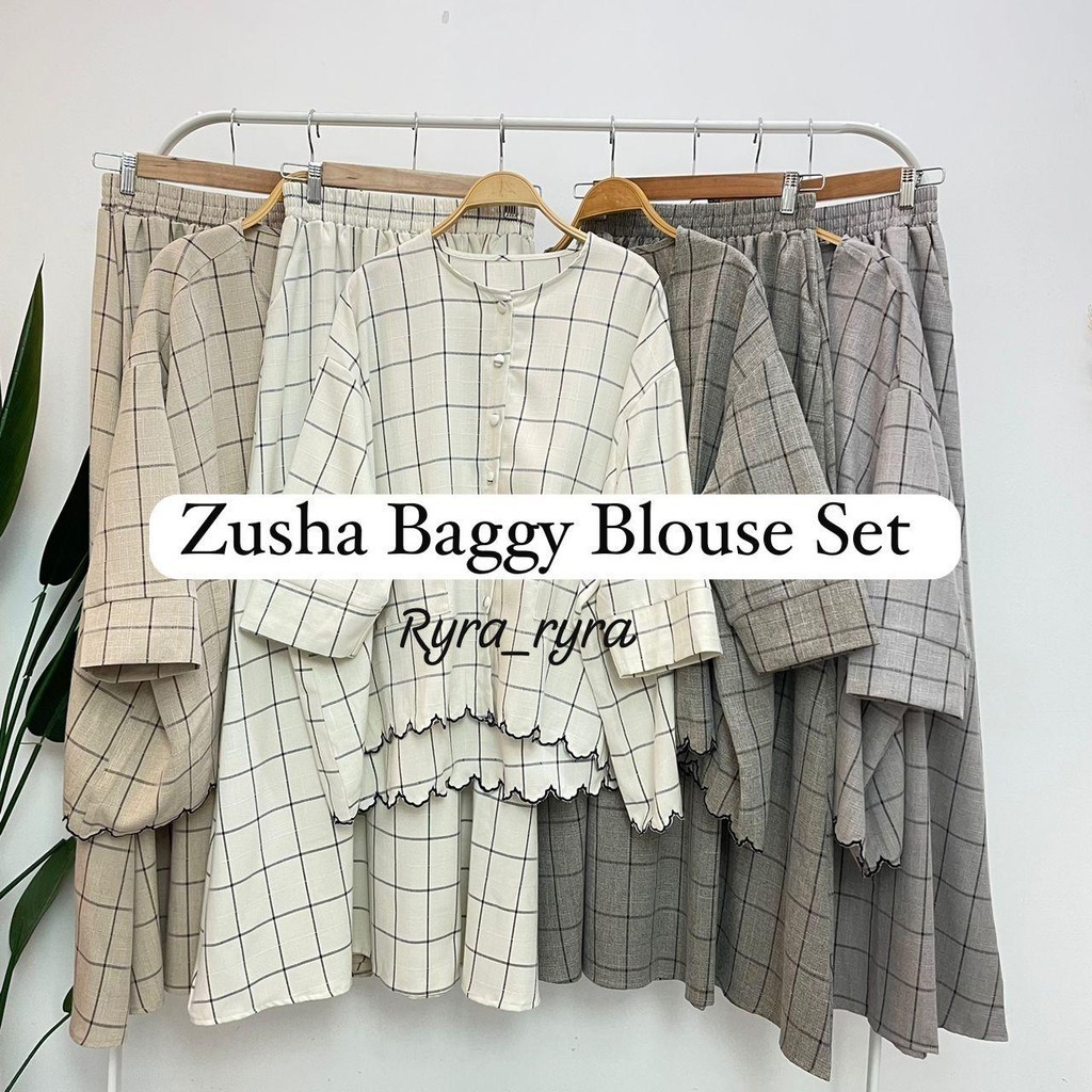 SET BLOUSE ZUSHA BAGGY ( SKIRT ) | Shopee Malaysia