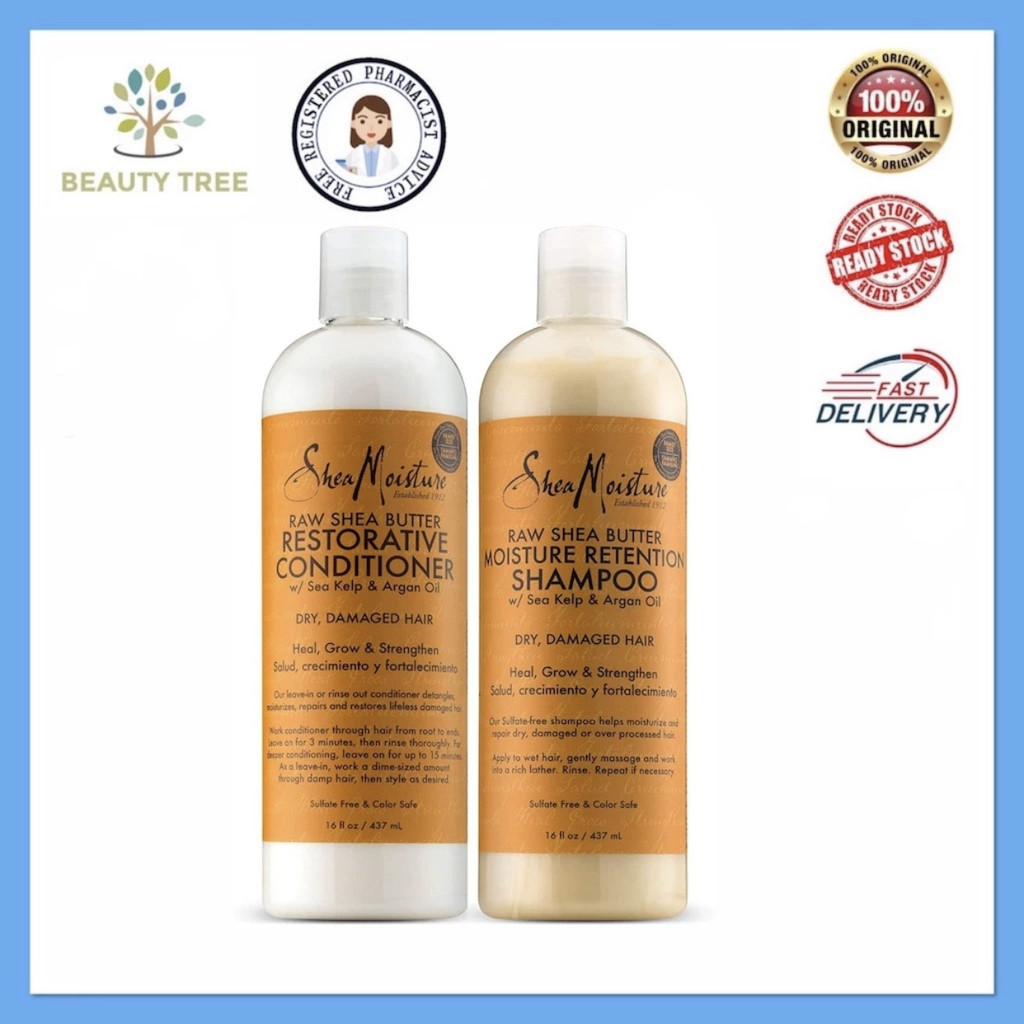 Shea Moisture Raw Shea Butter Shampoo / Conditioner 437ml | Shopee Malaysia