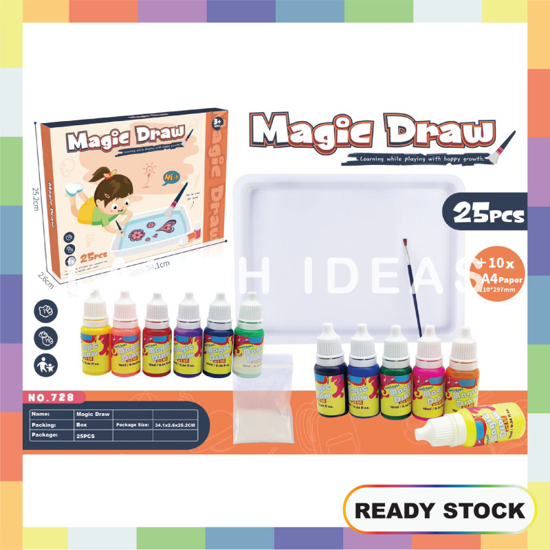 Children Art 25pcs Magic Draw Water Marbling Painting DIY Kit Kids ...