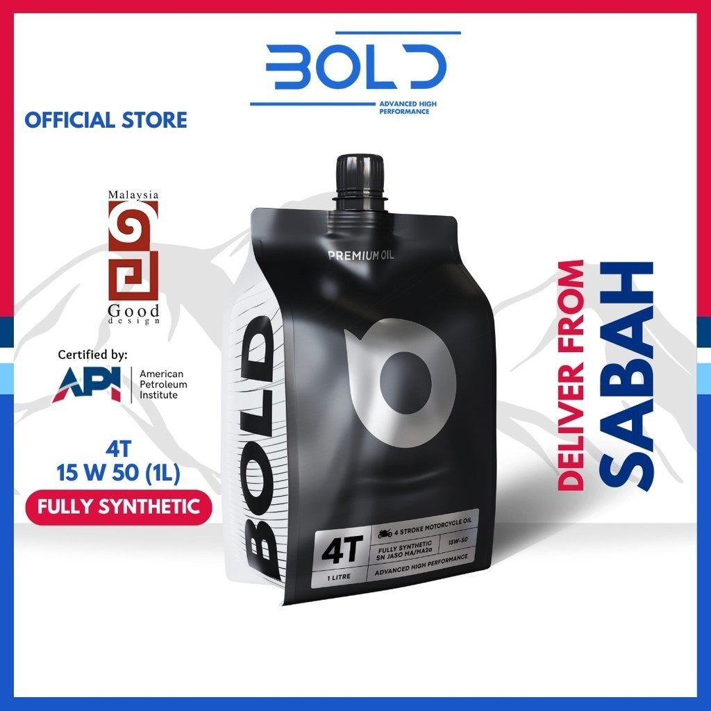 [Sabah] BOLD 4T 15w50 Fully Synthetic MA2 / SN Motorcycle Engine Oil ...