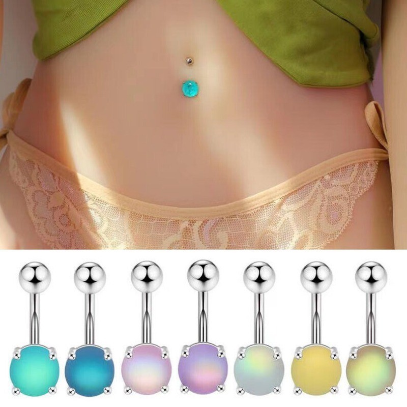 INS Cute Opal Navel Bar Belly Button Stud Belly Piercing Ball Ended Curved Bar | Shopee Malaysia
