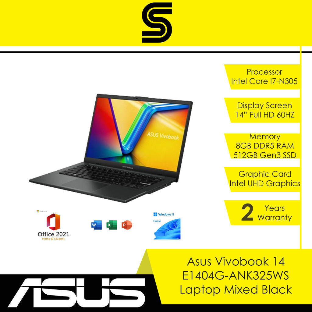 ASUS Vivobook Go 14 E1404G-ANK325WS ( I3-N305/8GB DDR5/512GB Gen3 NVME ...