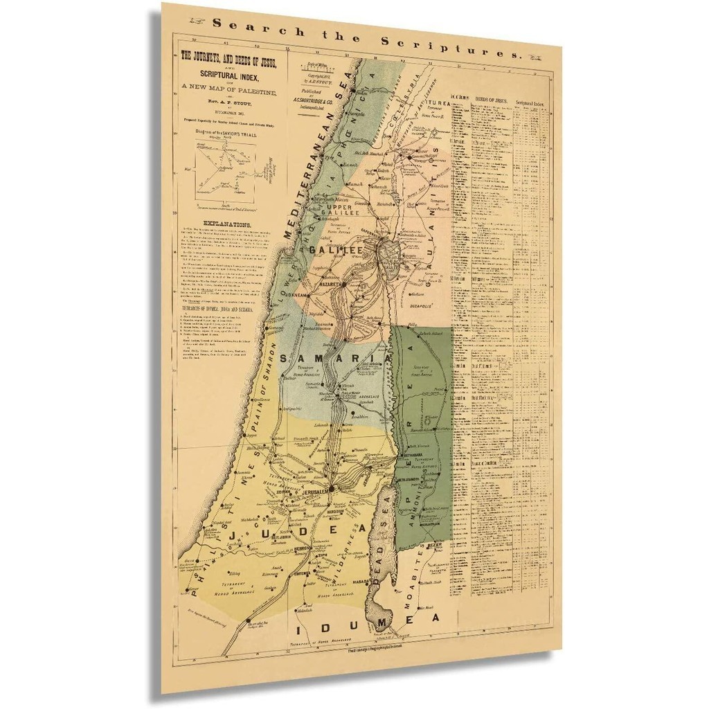 Historix Vintage The Journeys and Deeds of Jesus Map Inch Vintage Map ...