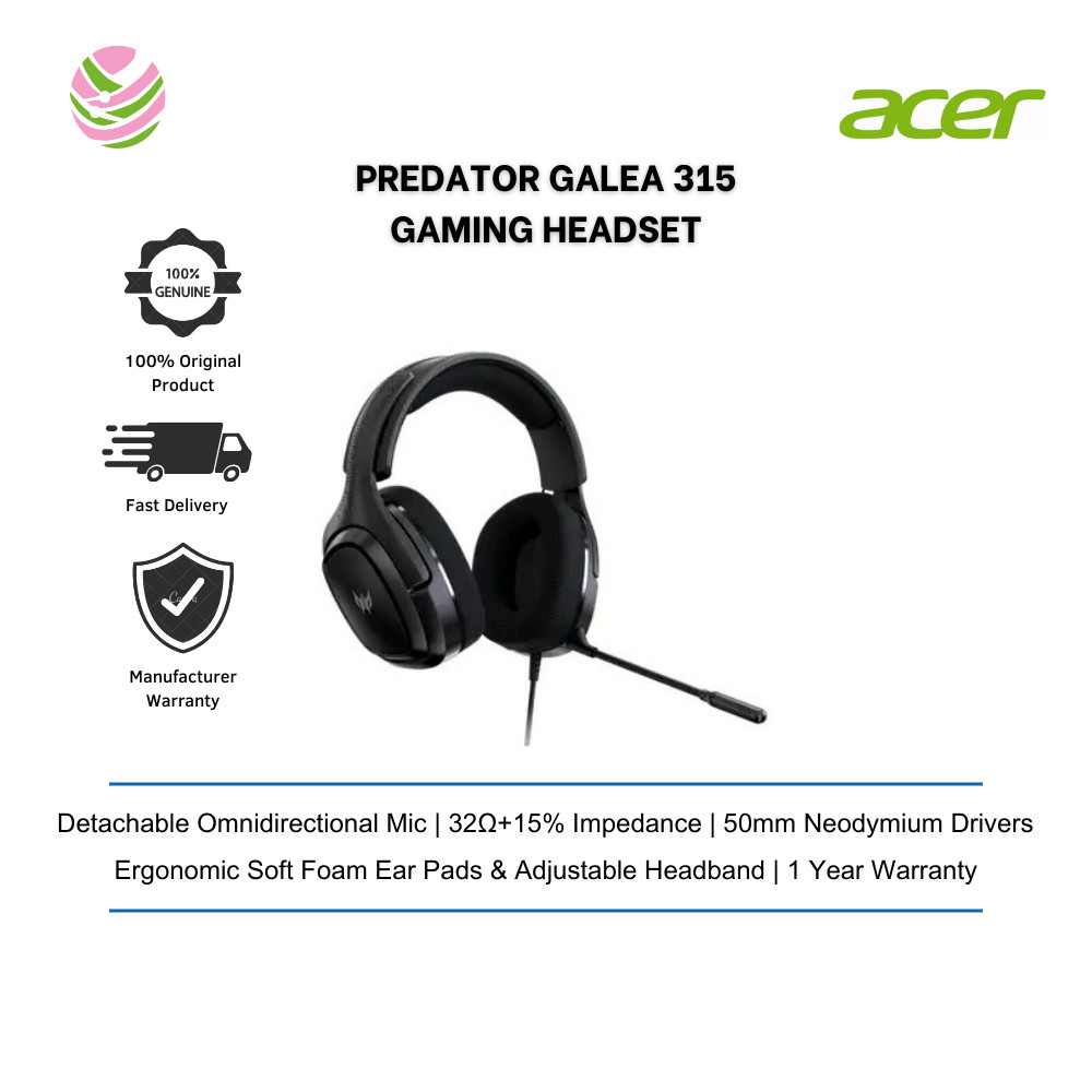 Acer Predator Galea 315 Gaming Headset Complete with an omnidirectional ...