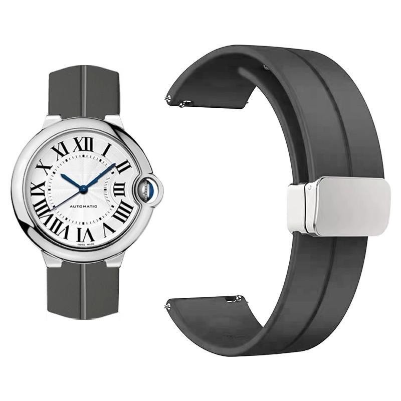 Sesuai untuk tali jam silikon cembung belon biru/hitam samurai, butang ...