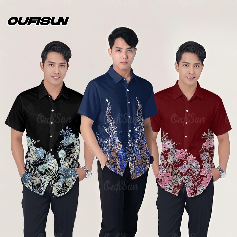 Baju Kemeja Lelaki Baju Raya 2025 Ramadan Muslim Batik Shirt for Men ...