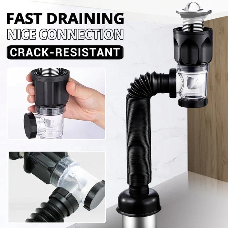 Universal Plastic Flexible Kitchen Basin Strainer Extension Washbasin P ...