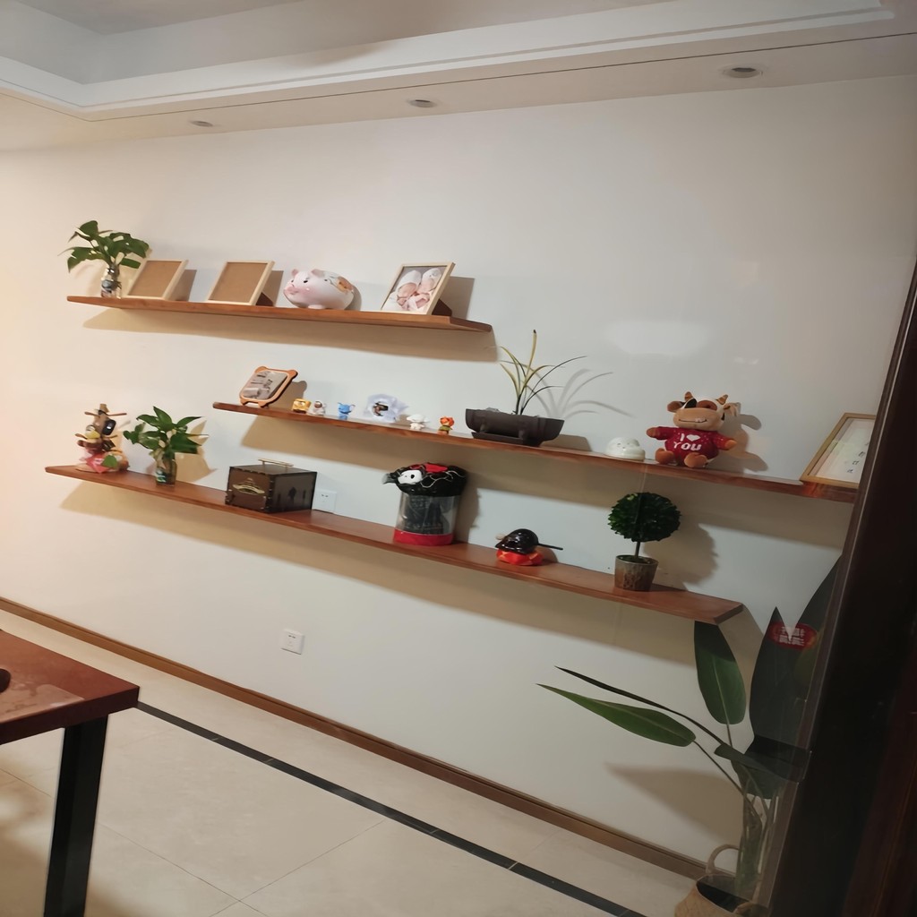 Rak yang dipasang di dinding Rak Gantung Kayu Asli Retro Papan Lurus ...