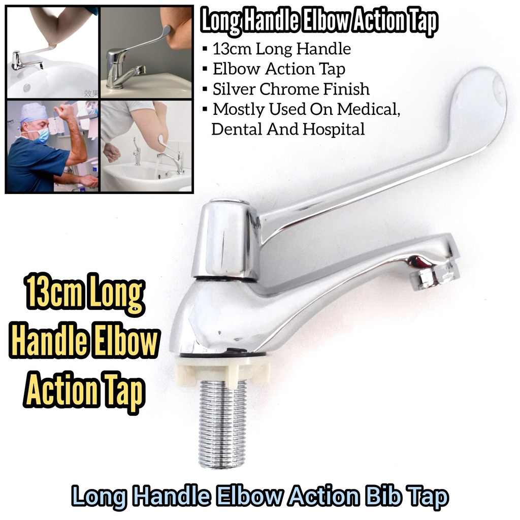 Long Handle Elbow Action Brass Chrome Pillar Basin Water Bibtap For ...