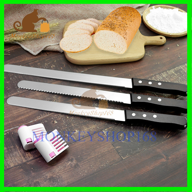 Cake Knife Knives ( Plain /Teeth ) 10" 12" 14" Bread Knife Pisau Roti ...