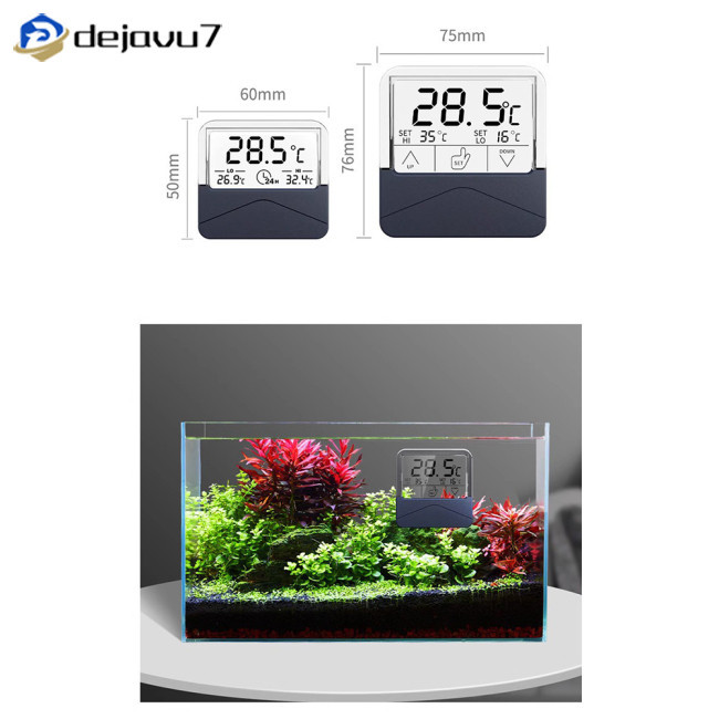 DEJAVU Digital Aquarium Thermometer With Transparent LCD Touchscreen 24 ...