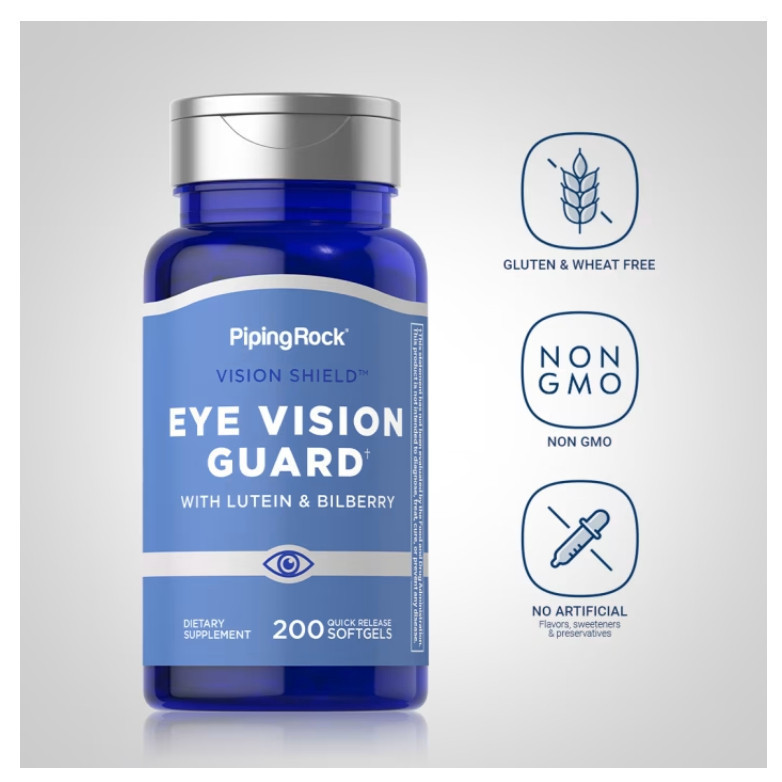 Lutein Bilberry Eye Vision Guard + Zeaxanthin, 200 Quick Release ...