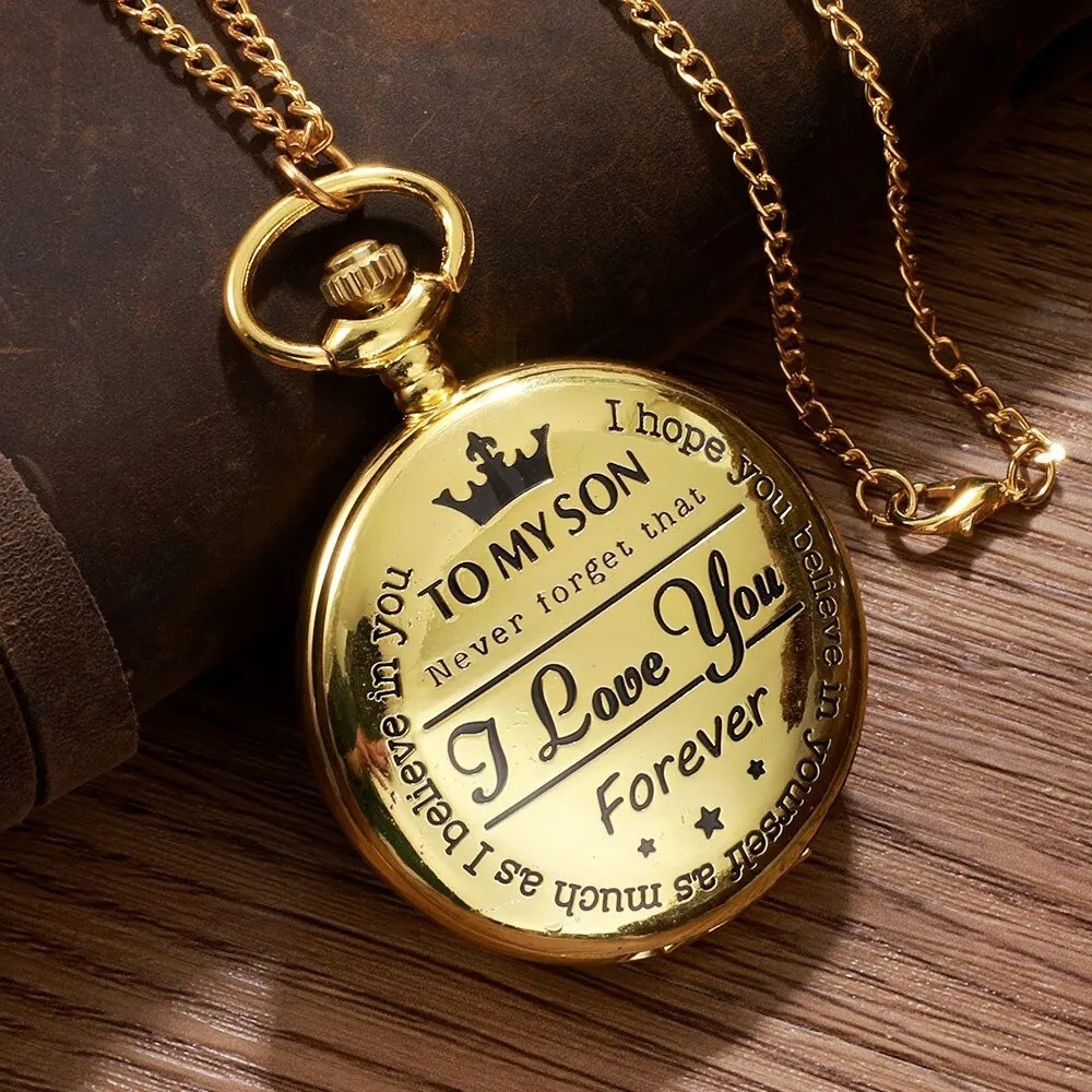 Gold Pocket Watch Son And Brother Gift Fashionable Stainless Steel ...