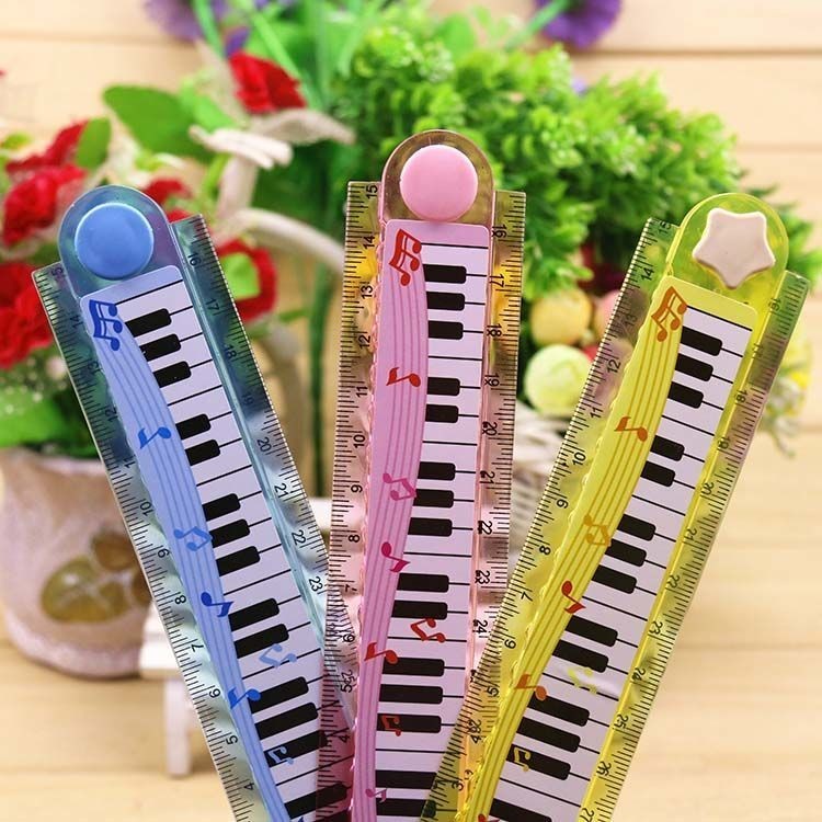 Learning Ruler Cartoon Ruler Piano Note Ruler 30cm Wave Graphic Folding ...