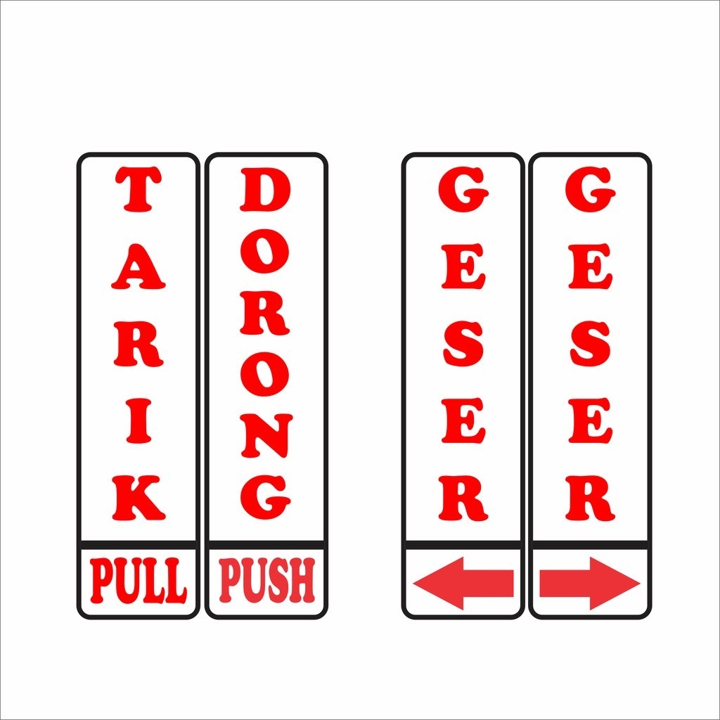 Pull PUSH STICKER - SLIDING STICKER - PULL PUSH SHOP DOOR STICKER ...