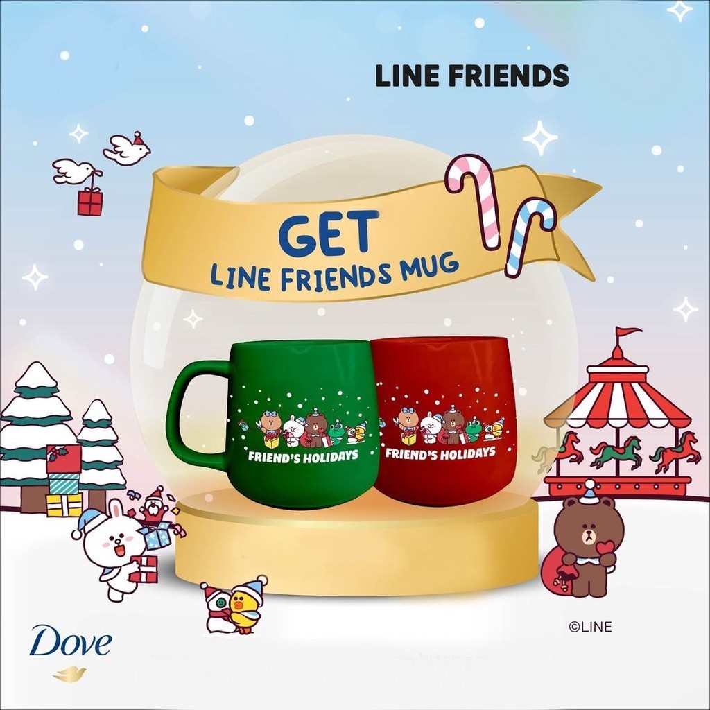 Dove Limited Edition 2022 Christmas Style Line Friends Mug / Face Towel ...