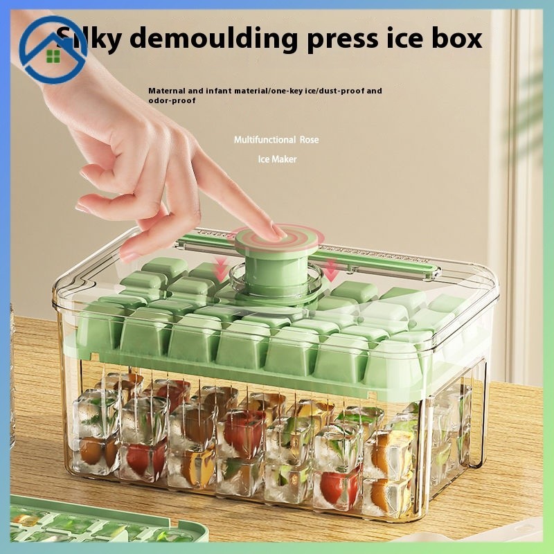 Pressing the ice cube mold ice grid ice making box ice cube maker ...