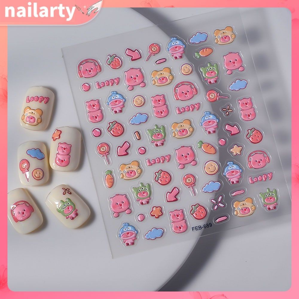 [Ready Stock] Nail Art Stickers Loopy Pink Beaver Cute Kawaii Nail ...