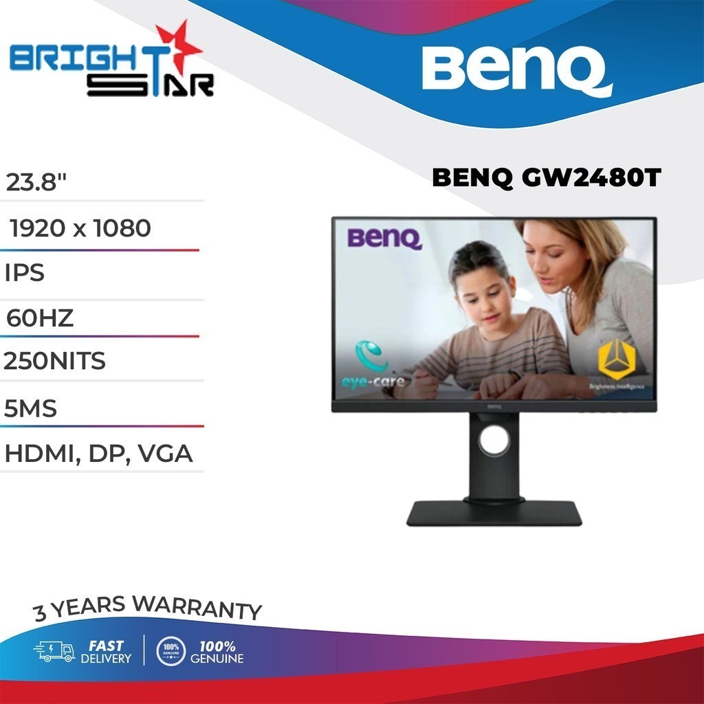 BENQ 24" BENQ GW2480 GW2480T EYE-CARE MONITOR / 23.8" IPS / 1920x1080 ...
