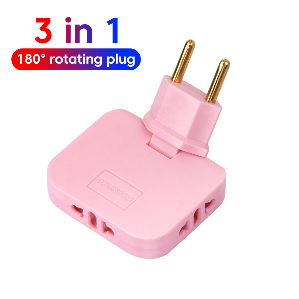 EU Plug 180 Degree Rotatable Socket Converter 3 in 1 US Extension Plug ...