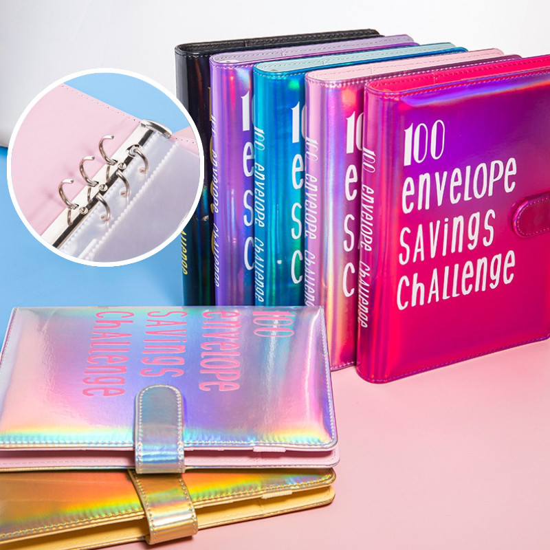 100 Envelope Savings Challenge Book Cash Saving Plan A5 PU Loose-leaf ...