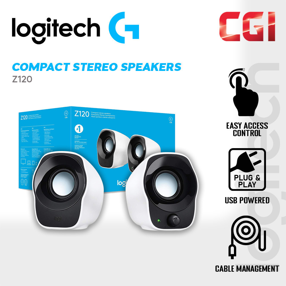 Logitech Z120 Compact Stereo USB Powered Speakers with 3.5mm Audio Jack ...