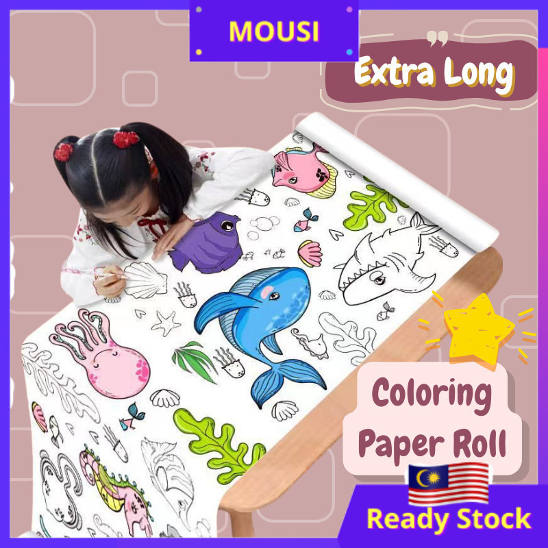 90CM Coloring Painting Paper Long Scroll DIY Coloring Paper Roll ...