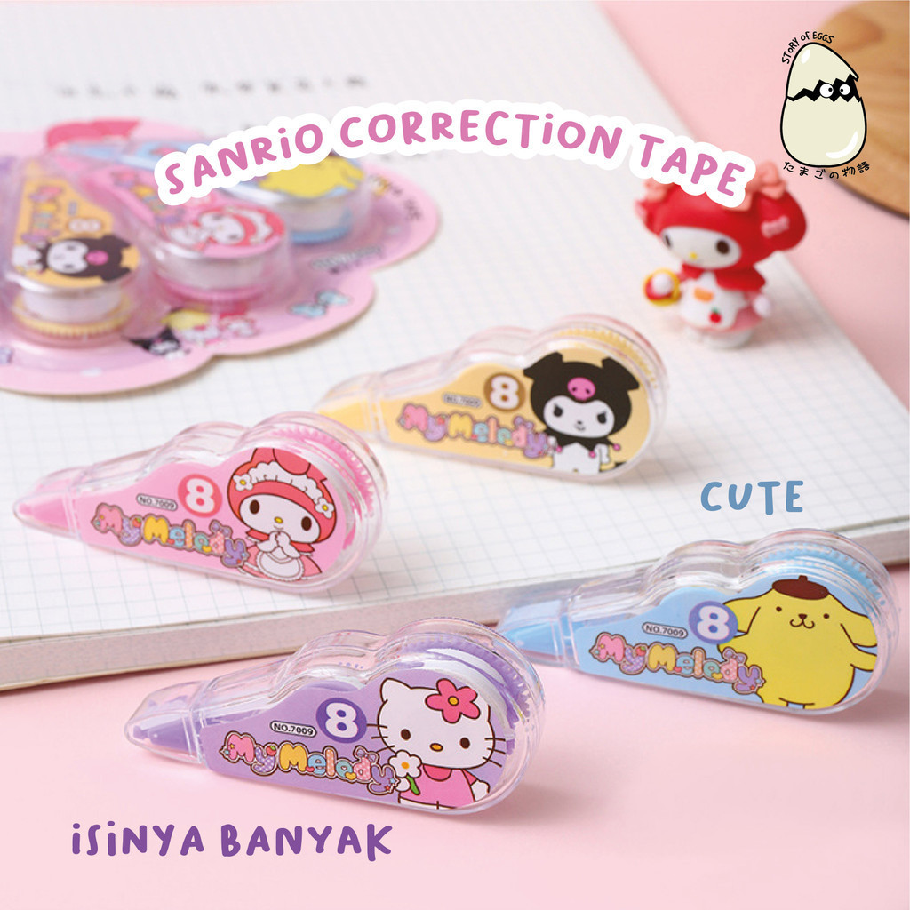 Corrector Tape Sanrio Melody Kuromi Cute and Aesthetic TipX Typex mini ...