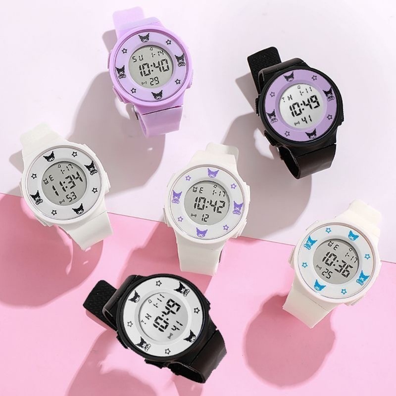 Sanrio Children Led Luminous Watch Kuromi Kawaii Student Wrist Watch ...