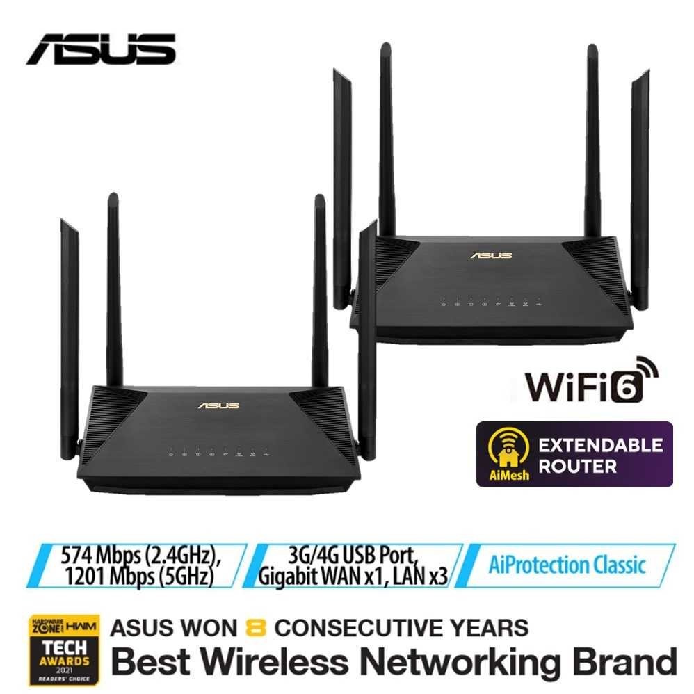 Asus RT-AX53U AX1800 Dual Band WiFi 6 Extendable Router, Instant Guard ...