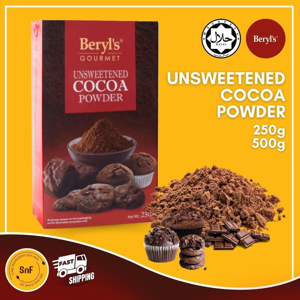 Beryl's Gourmet Unsweetened Cocoa Powder 100% Cocoa Powder Serbuk Koko ...
