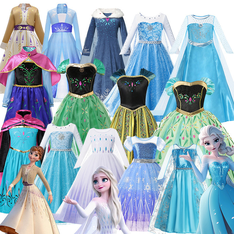 Girls Disney Elsa Princess Dress Birthday Party Cosplay Costume Anna ...