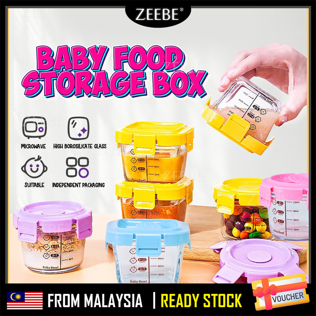 ZEEBE 170ML Baby Food Storage Glass Container Infant Food Box Portable ...
