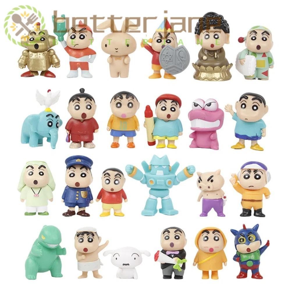 BETTER-JANE 24Pcs/Set Crayon Shin Chan Toy, PVC Cosplay Miniature ...