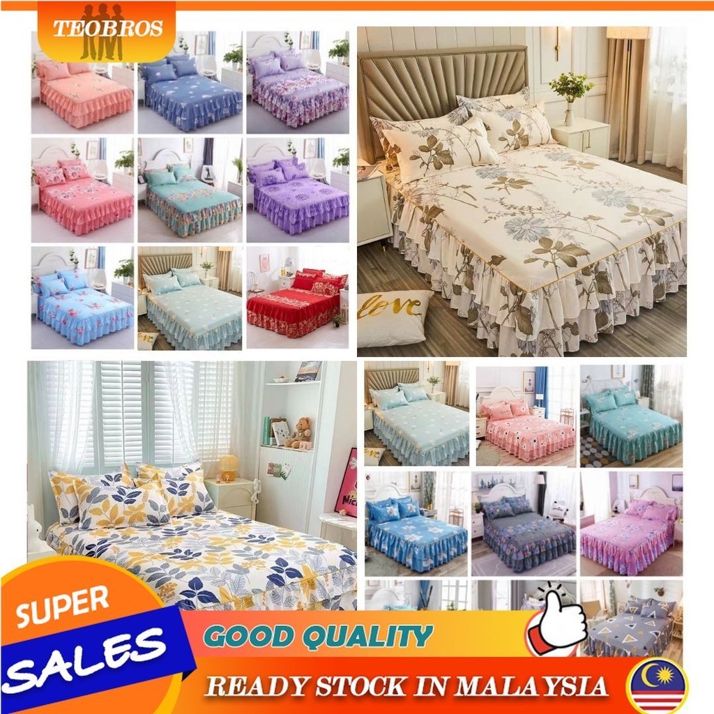 TEOBROS_ Ready Stock 3-in-1 Set Queen size ROPOL CADAR bed Sheet /cadar ...