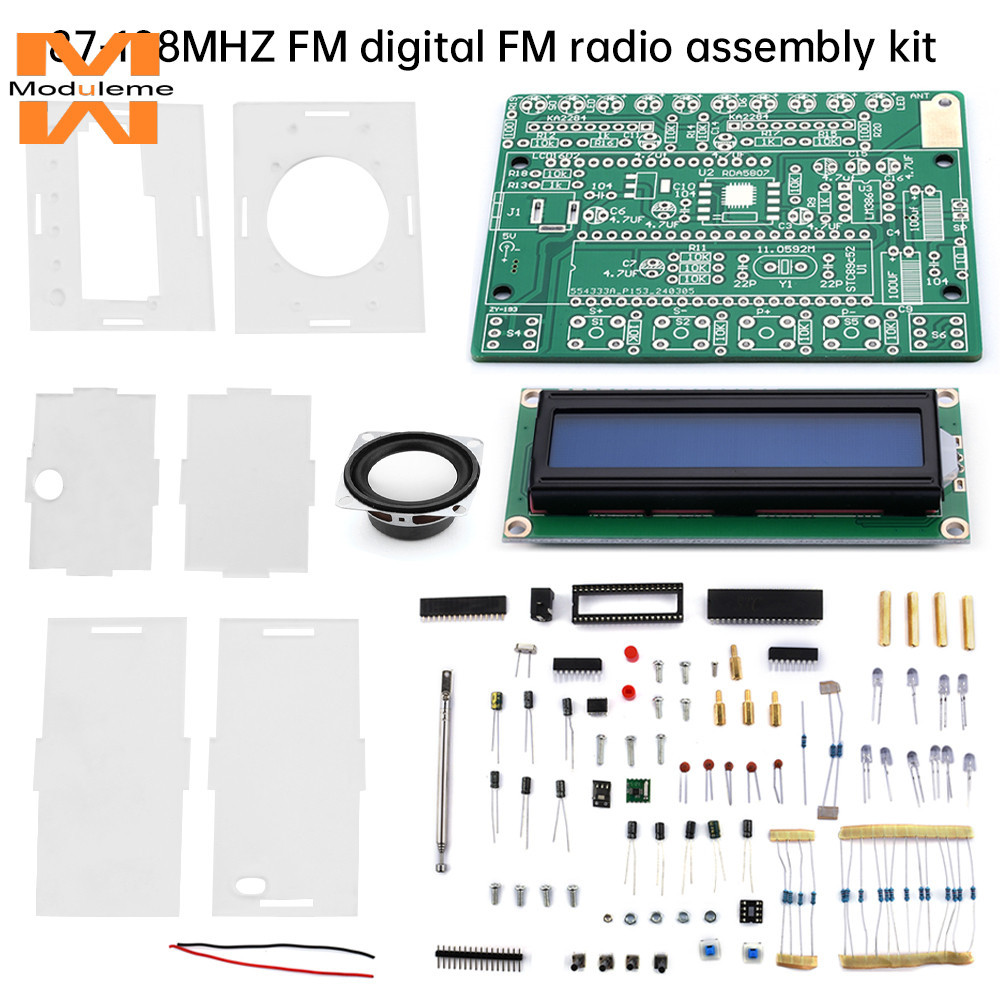 87-108MHZ FM Digital FM Radio Assembly Kit RDA5807 LCD Display DIY ...