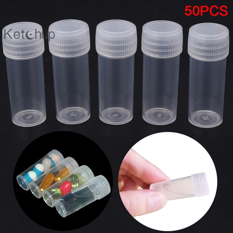 Ketchup1 50Pcs Plastic Bottle Sample Jar 5g Small Barrel Vials Capsule ...