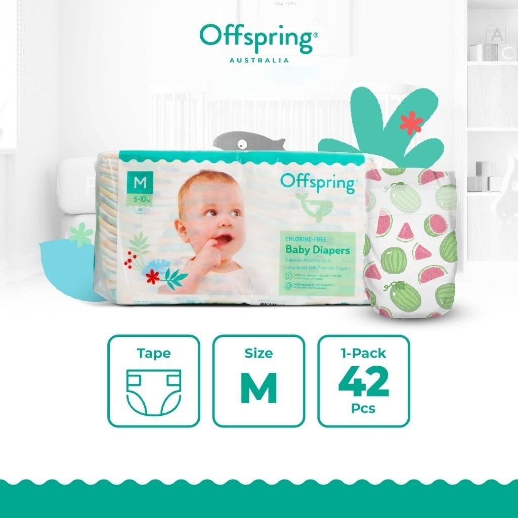 Offspring Premium Fashion Tape Diapers - M (42 pcs) | Shopee Malaysia