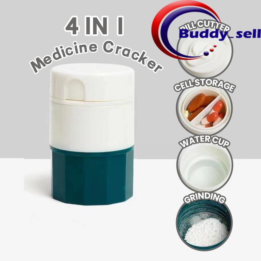4 IN 1 Tablet Medicine Cutter Cracker Portable Separator Grinding Pill ...