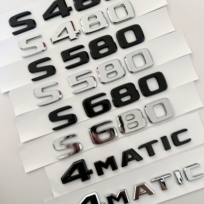 Glossy Black Silver S480 S500 S560 S580 S600 ABS Emblem for Mercedes Benz S W222 W223 Car Side ...