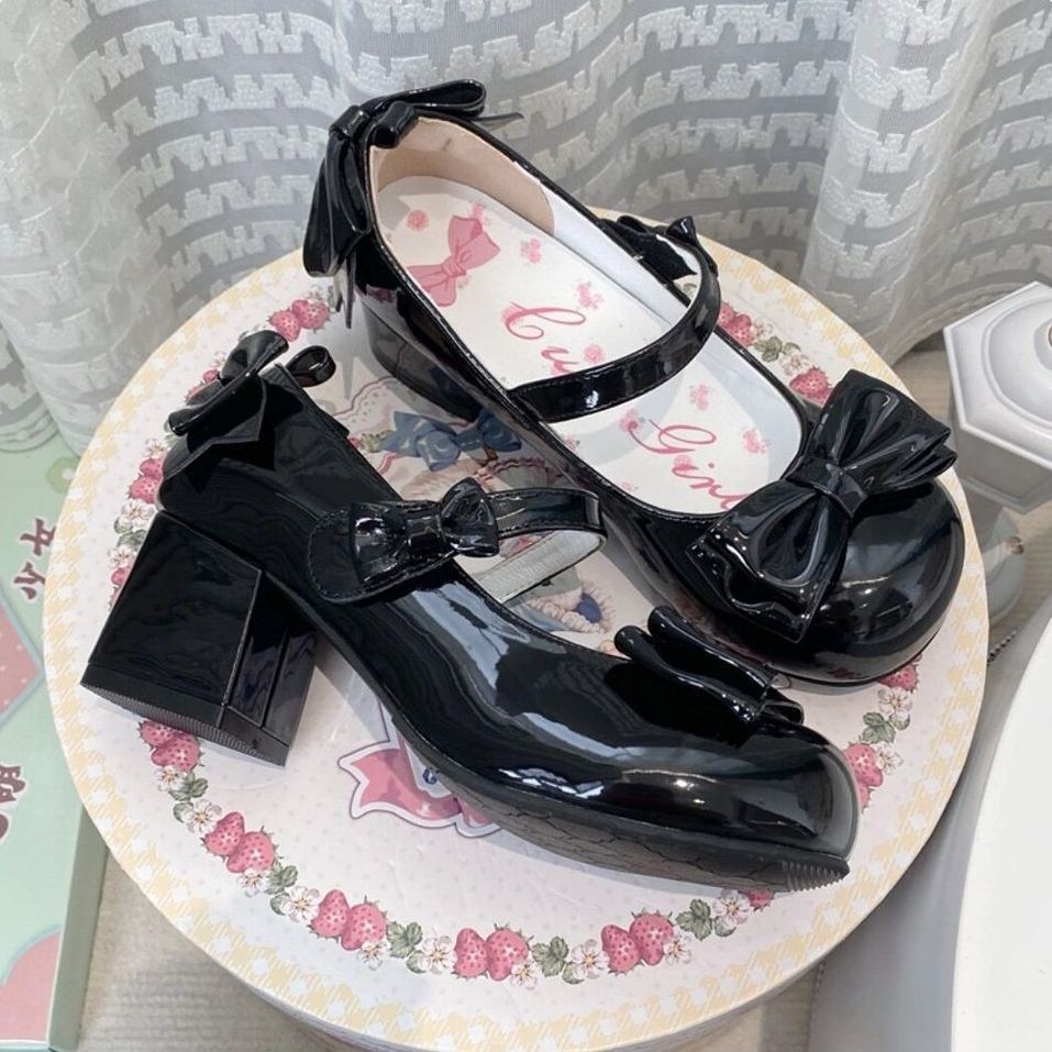 Jk Cute Bow Shoes French Girl lolita Round Toe Mary Jane Small Leather ...