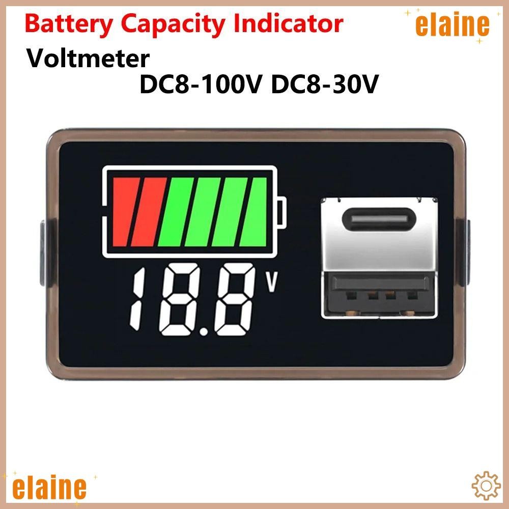ELAINE2 Digital Voltmeter, DC8-100V DC8-30V USB Type-C Battery Capacity ...