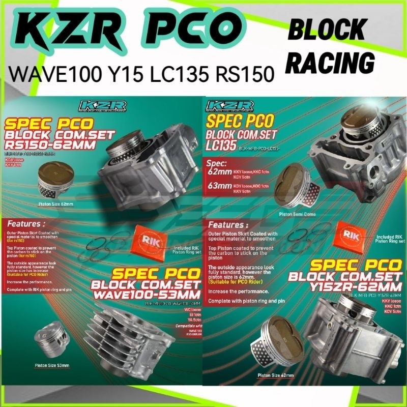 KZR KOZI PCO BLOCK RACING 60MM 62MM 63MM LC135 Y15 RS150 Y16 NVX155 ...