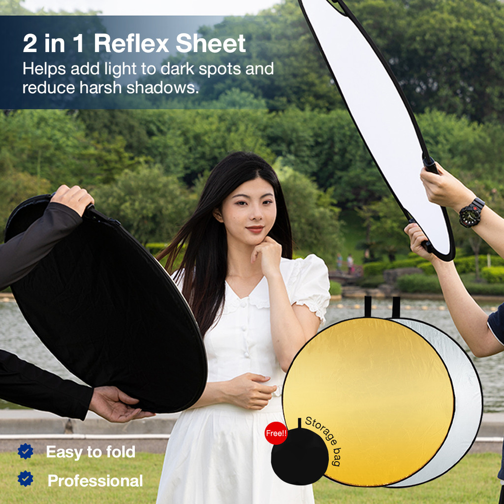 30/60/80cm Disc Light Reflector Handheld Multi 2 in 1 Collapsible for ...